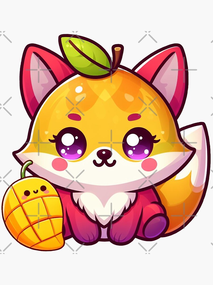 "Fox and Mango Cute Art" Sticker for Sale by Delidream | Redbubble