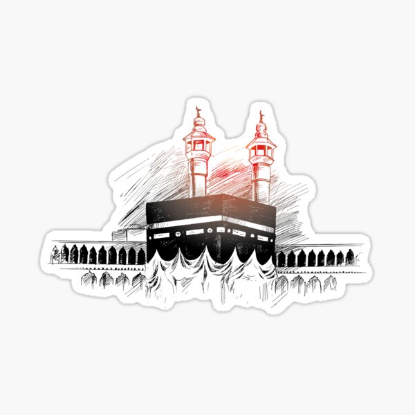 "Hand Drawn Sketch of Kaaba Mecca" Sticker for Sale by odendesign ...