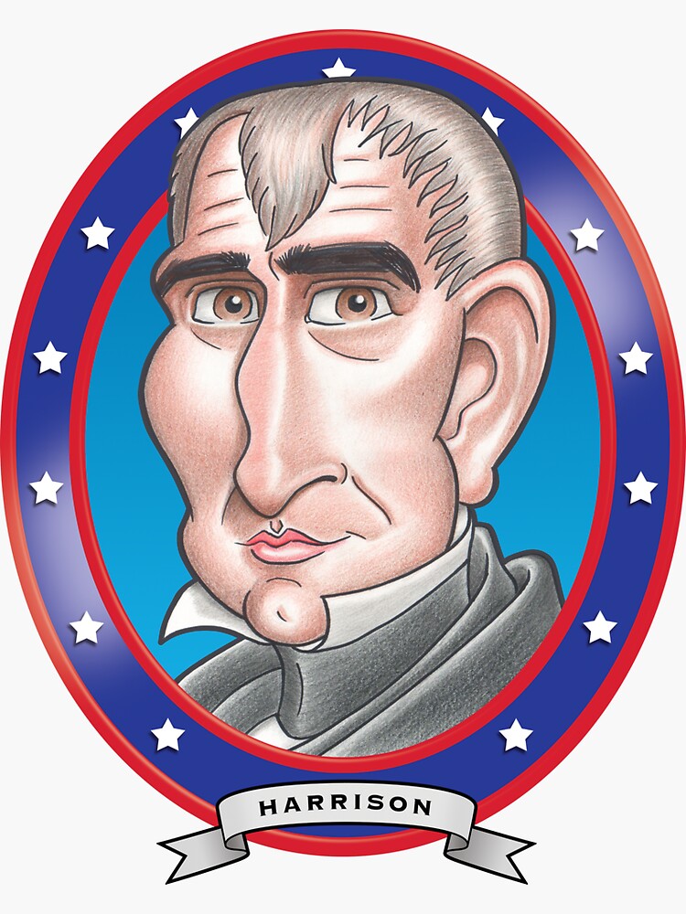 "William Henry Harrison Caricature" Sticker for Sale by FunFaces ...