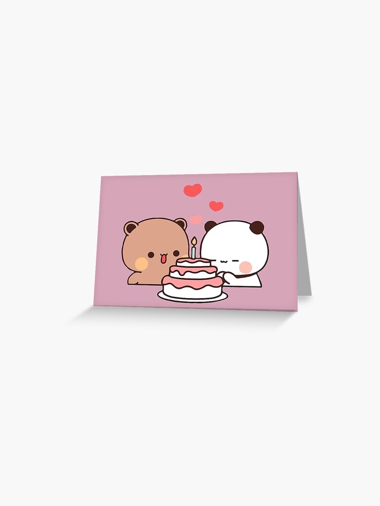 "DuDu Bear celebrating his love BuBu Panda’s birthday" Greeting Card ...