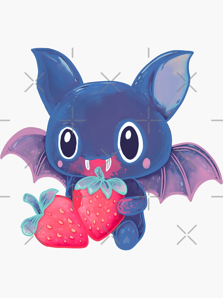 "Vampire bat with strawberries " Sticker for Sale by jess1586 | Redbubble