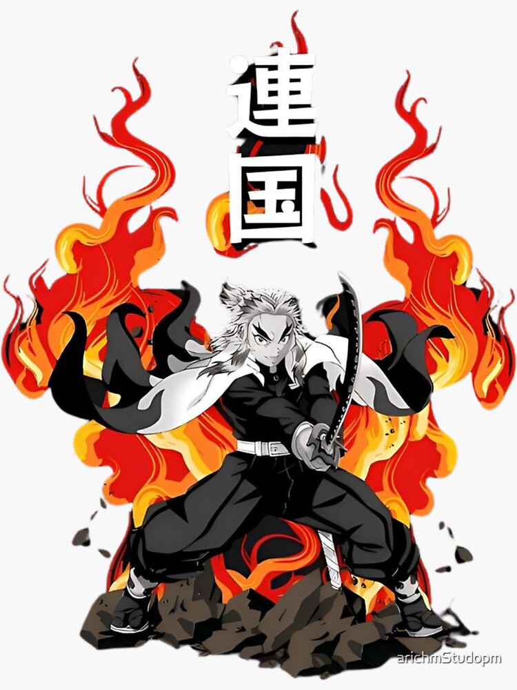 "flame hashira rengoku" Sticker for Sale by arichmStudopm | Redbubble