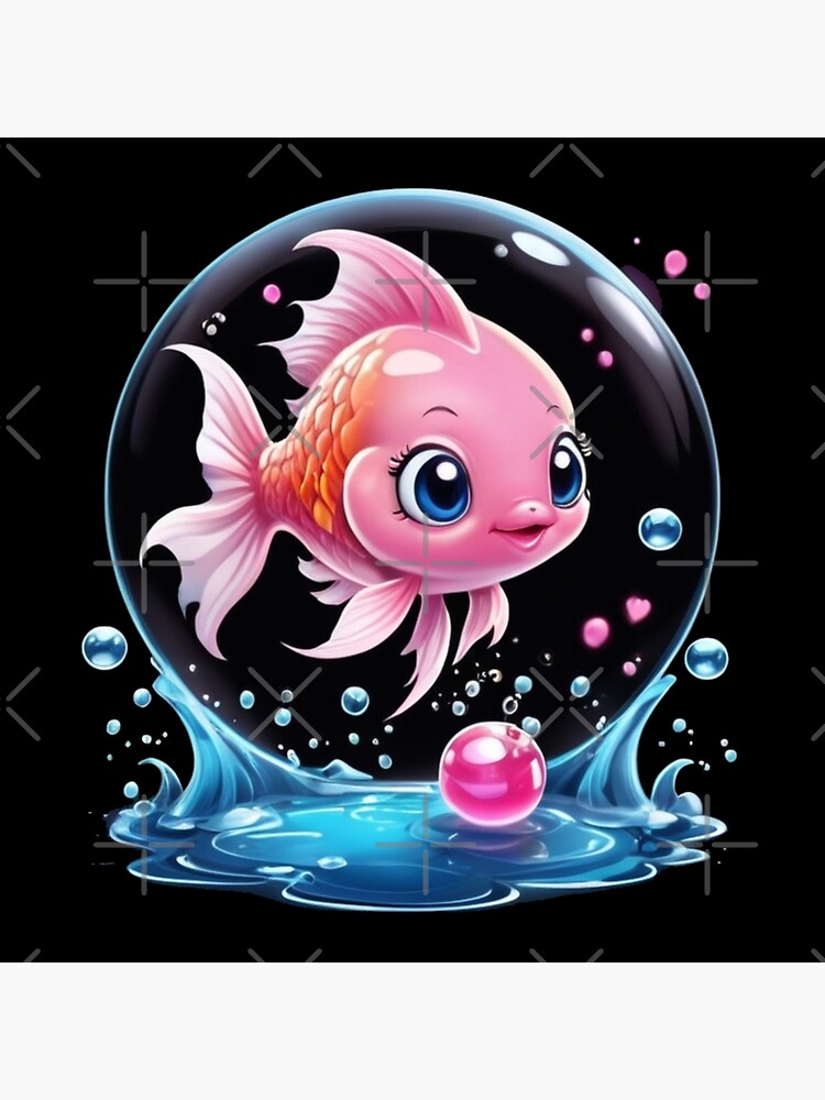 "Dive into Style with our Pinky Fish in a Giant Bubble Design - Perfect ...