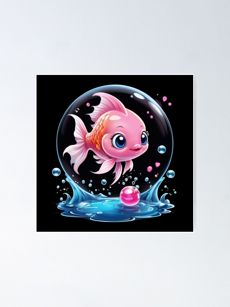 "Dive into Style with our Pinky Fish in a Giant Bubble Design - Perfect ...