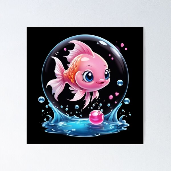"Dive into Style with our Pinky Fish in a Giant Bubble Design - Perfect ...