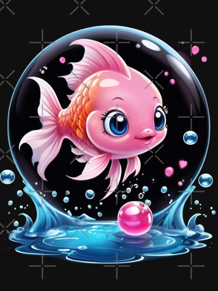 "Dive into Style with our Pinky Fish in a Giant Bubble Design - Perfect ...