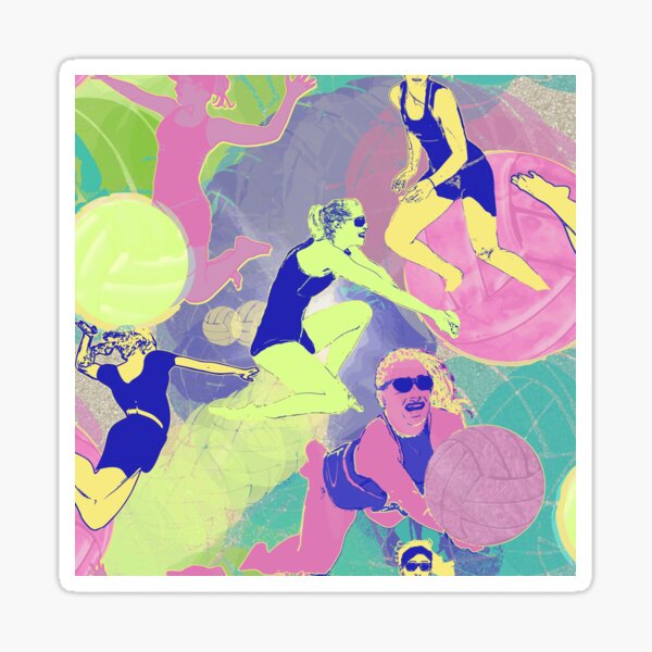 "Pattern - Retro Vibes Female Beach Volleyball" Sticker for Sale by ...