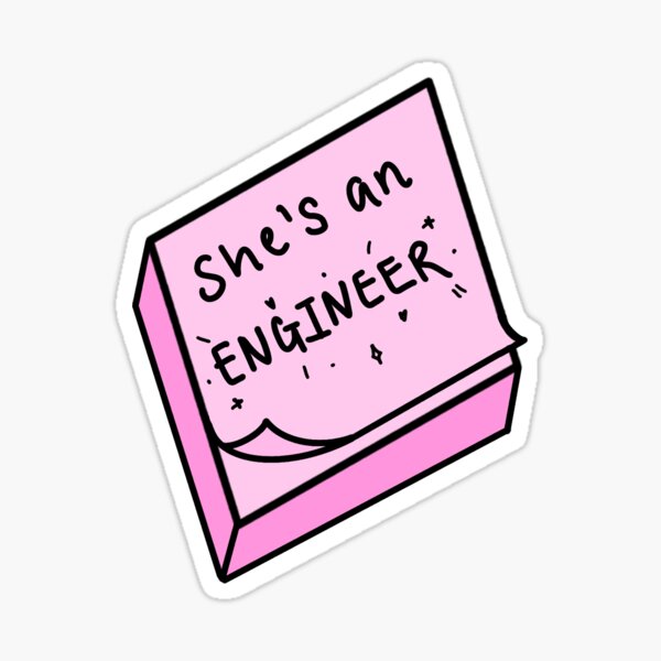 "She’s an engineer pink post-it sticker" Sticker for Sale by harriiiboo ...
