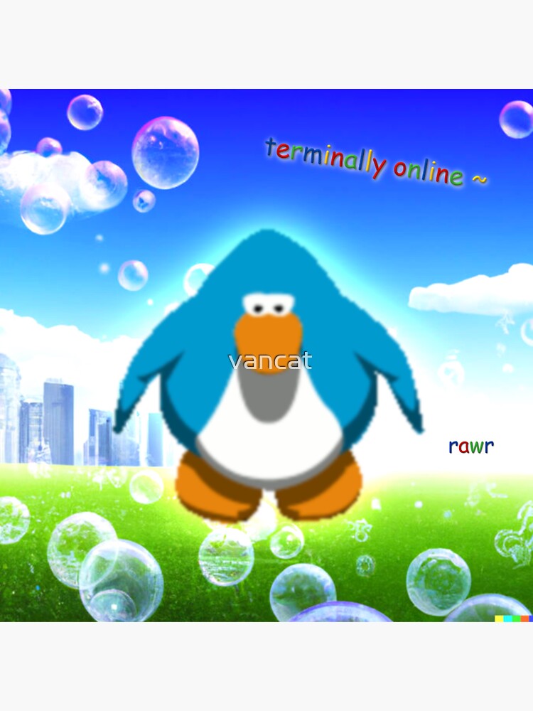 "terminally online frutiger aero club penguin paradise" Sticker for ...