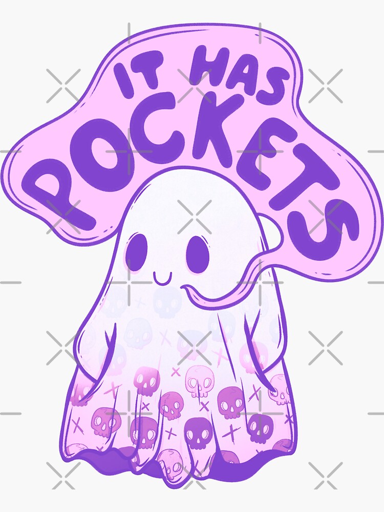 "It has pockets! Spooky cute ghost" Sticker for Sale by jess1586 ...