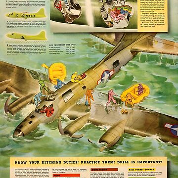 "Vintage WWII B-17 Emergency Ditching Procedure Poster " Photographic ...