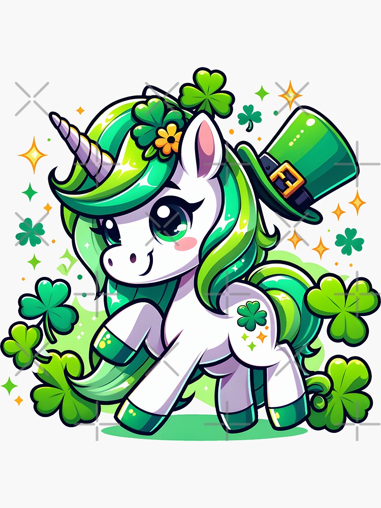 "Irish Green Unicorn St Patricks Day" Sticker for Sale by Pairin ...