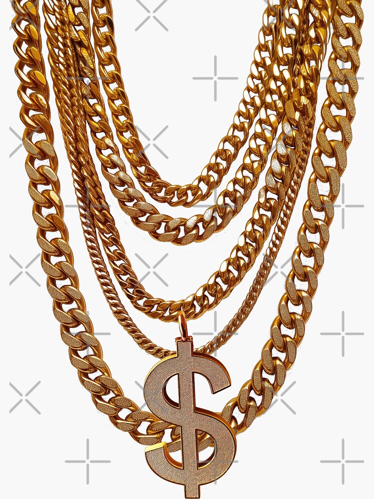 "Huge Gold Chain Bling Swag Dollar Sign Gag Joke Graphic Gift" Sticker ...