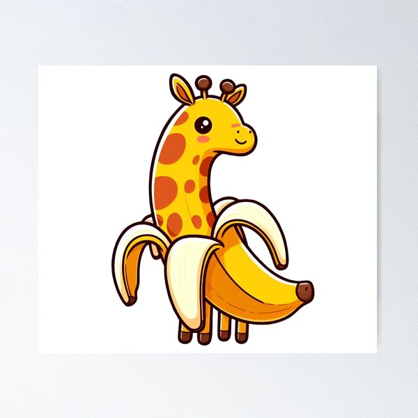 "Cute Giraffe with Banana" Poster for Sale by Delidream | Redbubble
