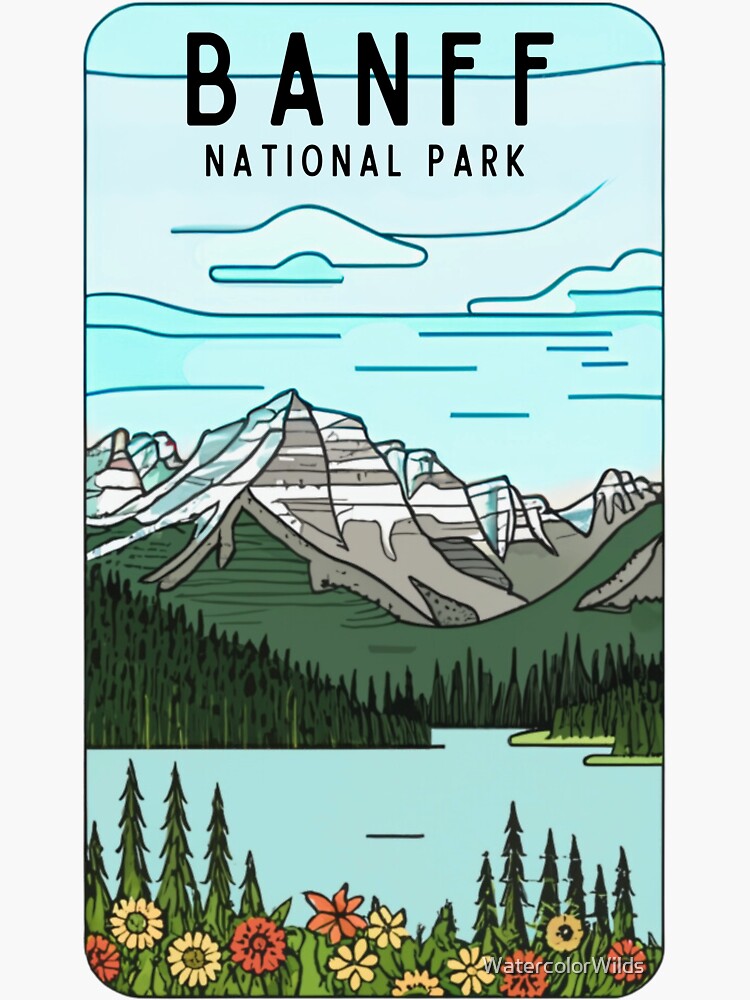 "Banff National Park" Sticker for Sale by WatercolorWilds | Redbubble