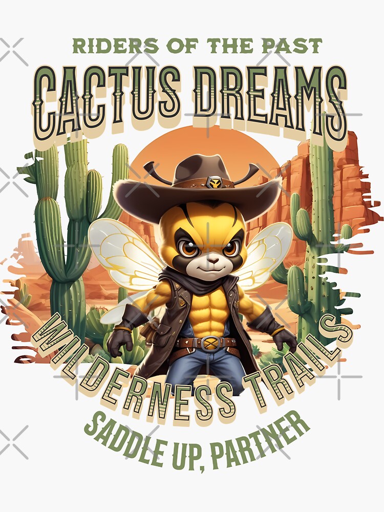 "Cowboy Bee Cactus Dream" Sticker for Sale by LaldyAnimals | Redbubble