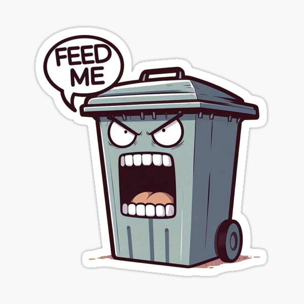 "Feed me bin" Sticker for Sale by Vkinsify | Redbubble