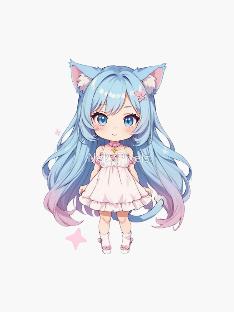 "Kawaii Pastel Chibi Anime Cat Girl" Sticker for Sale by NekoPixels ...