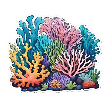 "Colorful Coral Reef " Sticker for Sale by AllThingsOcean | Redbubble