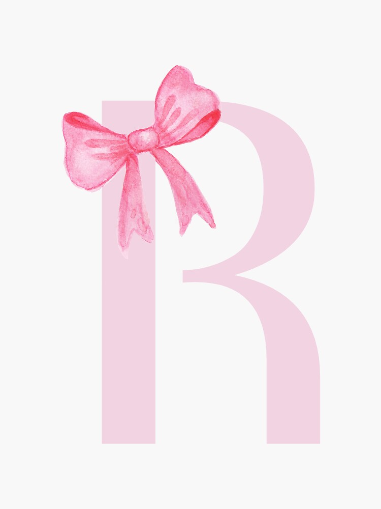 "pink letter R with pink bow sticker" Sticker for Sale by ...