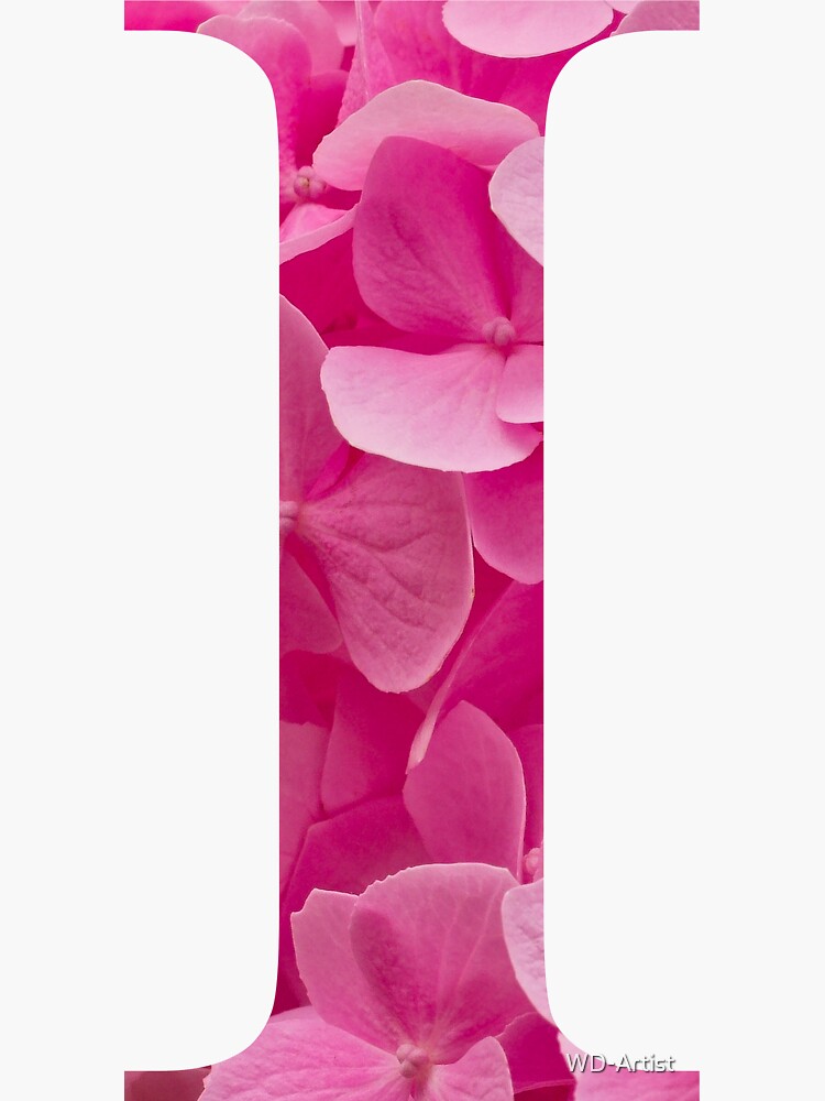 "Alphabet Letter "I" in Pink Floral Lettering, Monogram" Sticker for ...