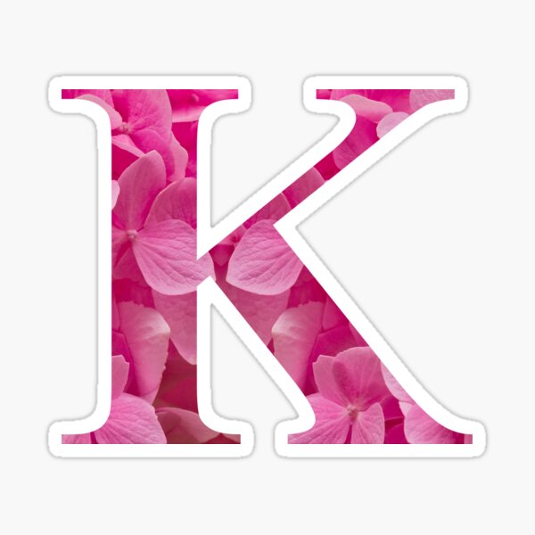 "Alphabet Letter "K" in Pink Floral Typography" Sticker for Sale by WD ...