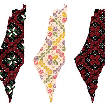"set of Palestine map, 3 embroidery map , tatreez map " Sticker for ...