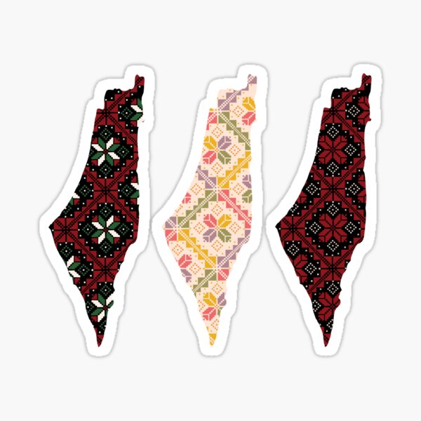 "set of Palestine map, 3 embroidery map , tatreez map " Sticker for ...