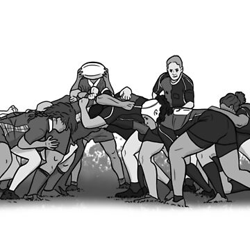 "Women Rugby Scrum" Sticker for Sale by SqueakySquidder | Redbubble