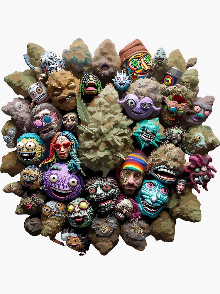 "Stoner Faces Galore" Sticker for Sale by FunnyBums | Redbubble