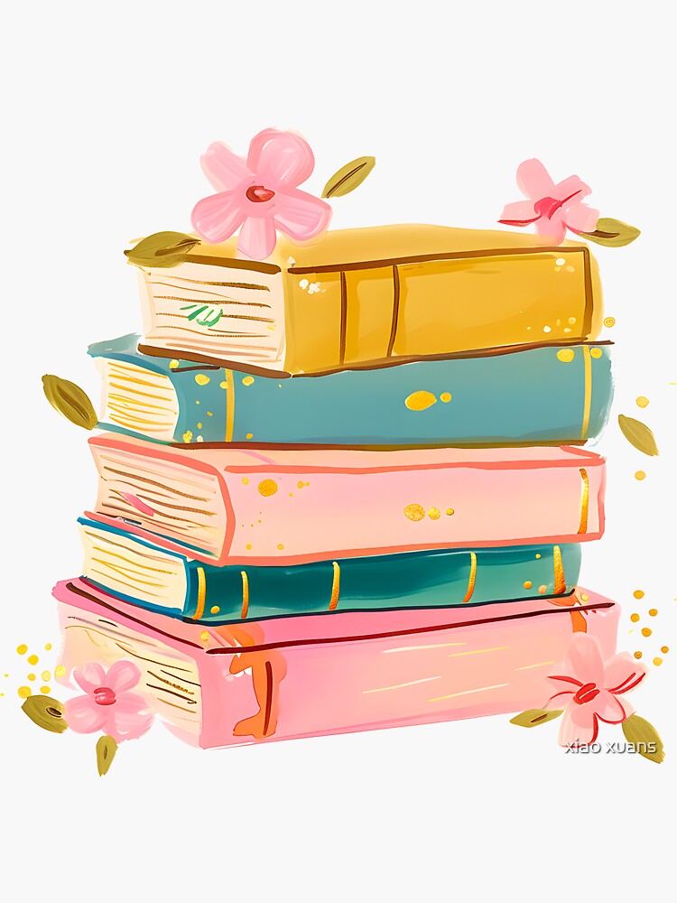 "Pink Book Stack" Sticker for Sale by xiao xuans | Redbubble