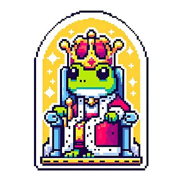 "King Frog Pixel Art with Royal Throne " Sticker for Sale by PixVibe ...