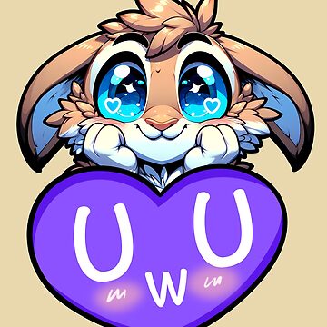 "Blushing UwU Furry Anthro Bunny Heart" Sticker for Sale by ...