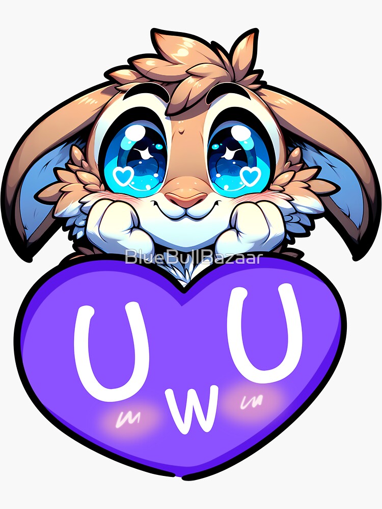 "Blushing UwU Furry Anthro Bunny Heart" Sticker for Sale by BlueBullBazaar | Redbubble