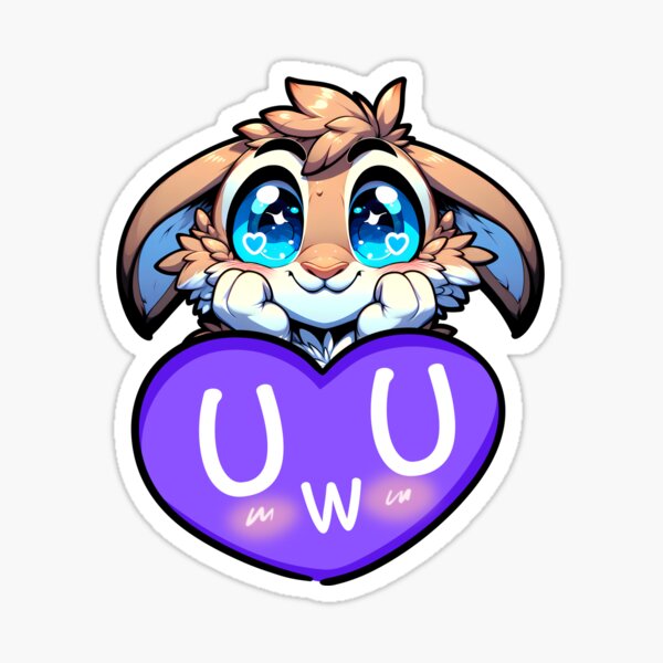 "Blushing UwU Furry Anthro Bunny Heart" Sticker for Sale by ...