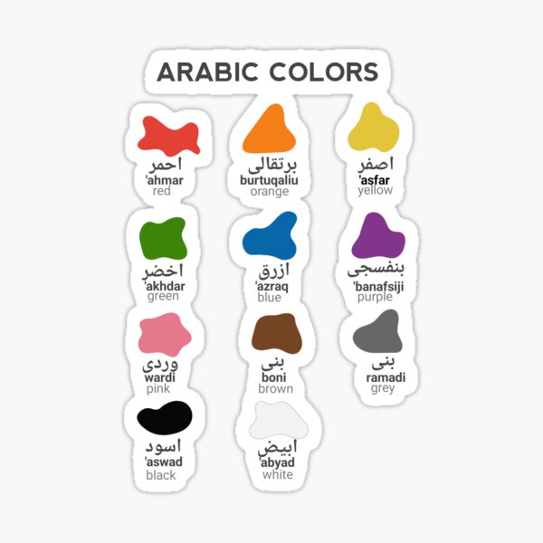 Arabic Color Chart Colors Persian Vocabulary Thematic List Of