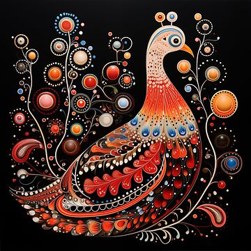 "Ornate Majestic Partridge- Abstract Folk Art Style with Vibrant ...