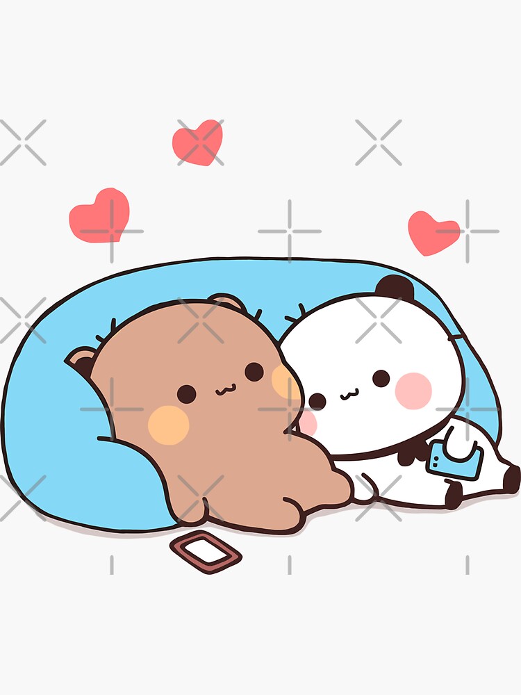 "DuDu Bear and BuBu Panda’s night days ️" Sticker for Sale by Pandety ...