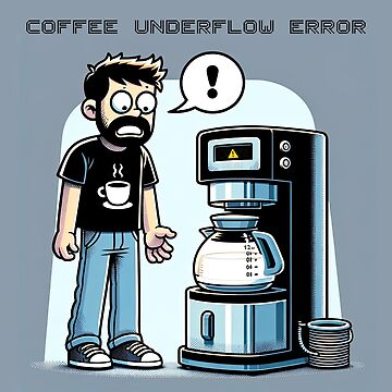 "Coffee Underflow Error: The Programmer’s Predicament" Sticker for Sale ...