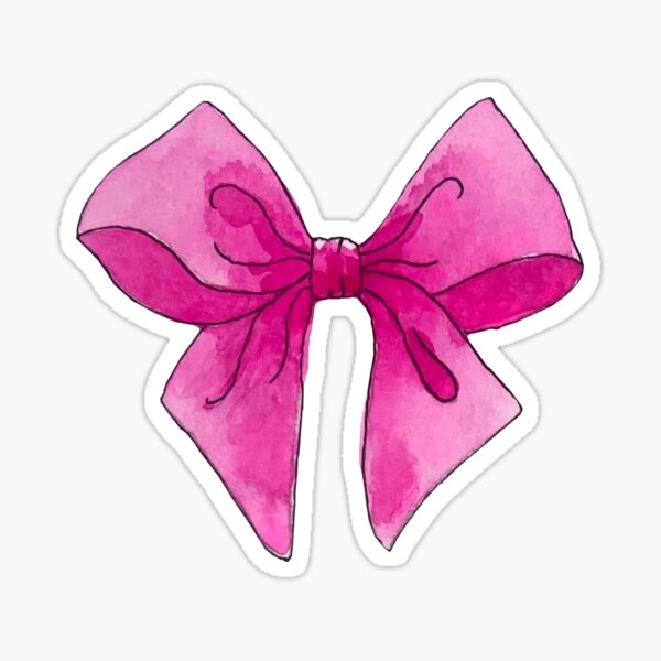 "Pink Watercolour Ribbon Bow" Sticker for Sale by CraftHutDesigns ...