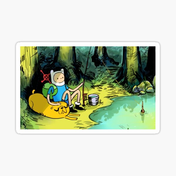 "Finn and jake fishing" Sticker by Avocado shop ⭐⭐⭐⭐⭐ | Redbubble