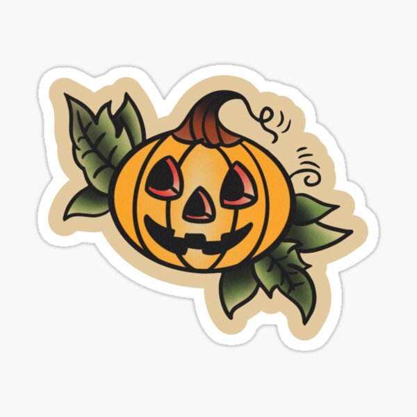 "Pumpkin Tattoo Flash " Sticker for Sale by tmilorey | Redbubble