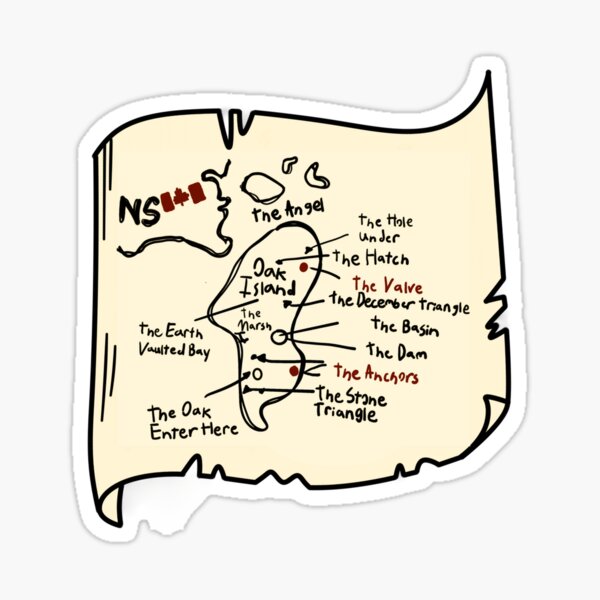 "The Curse of Oak Island Zena Halpern Map, Nova Scotia Canada" Sticker ...