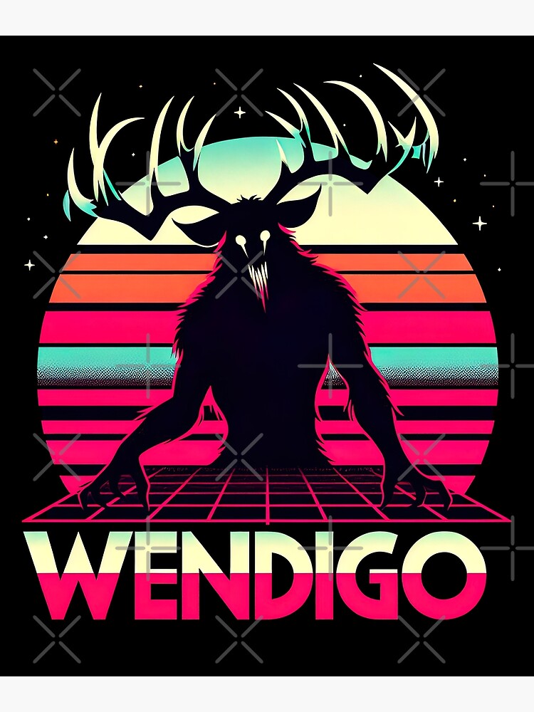 "Wendigo Retro Cryptid Supernatural Folklore Monster Graphic" Art Print ...
