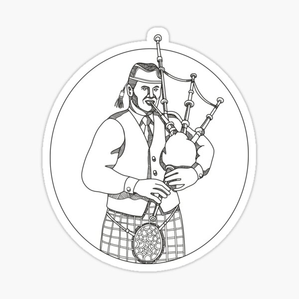 "Scottish Bagpiper Doodle Art" Sticker by patrimonio | Redbubble