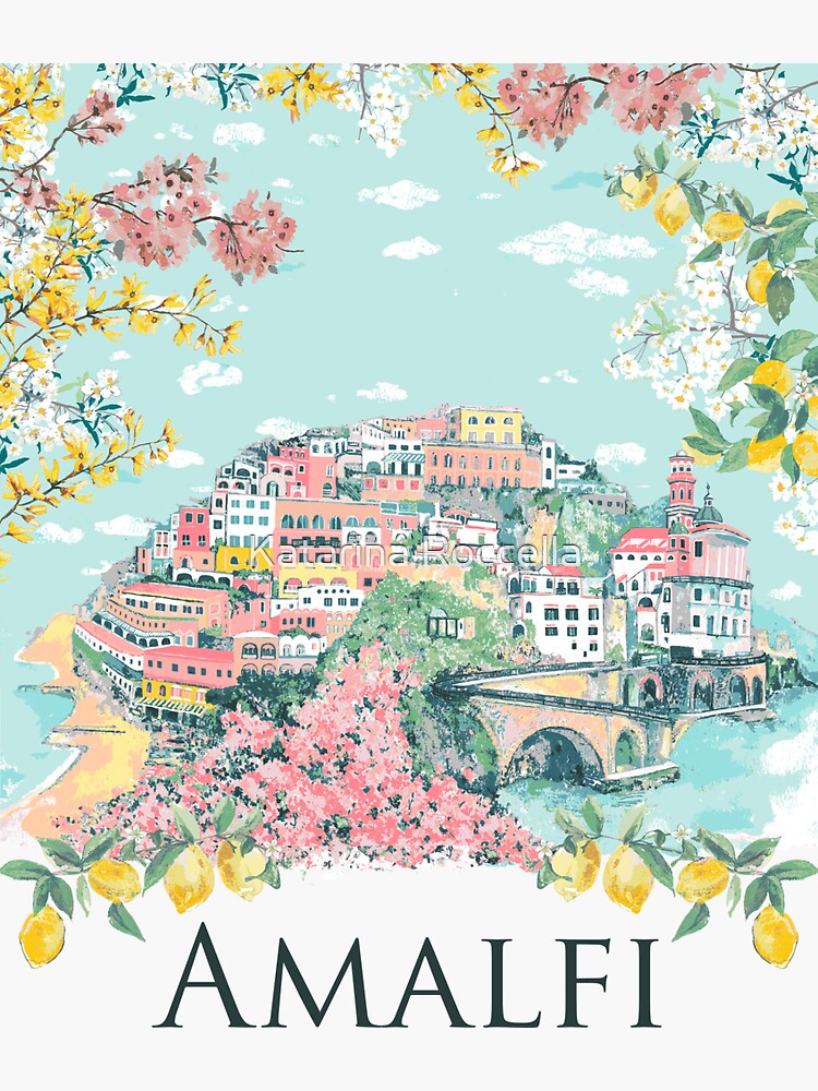 "Amalfi Italian travel Mediterranean destination, artwork by Katarina ...