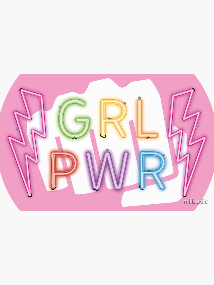 "GRL PWR Girl Power Bolts Classic Vintage Retro Neon Light Style ...