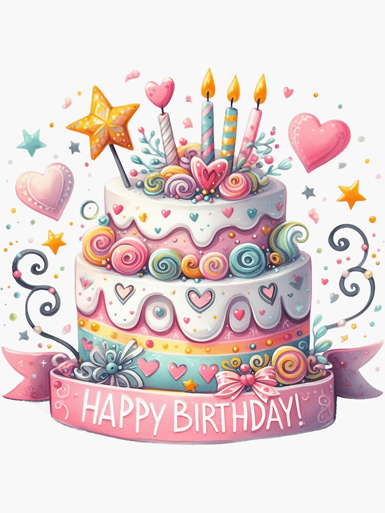 "Birthday Cake" Sticker for Sale by OutbreakDesigns | Redbubble