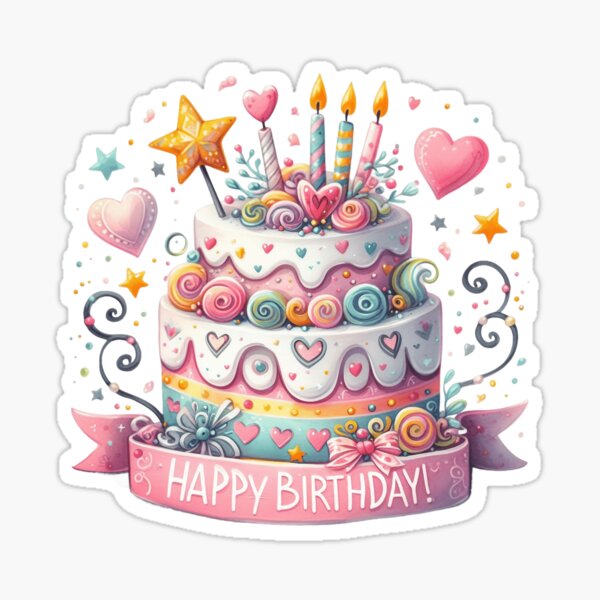 "Birthday Cake" Sticker for Sale by OutbreakDesigns | Redbubble
