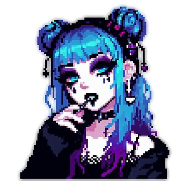 "Blue haired goth girl, pixelart" Sticker for Sale by lorevvrb | Redbubble